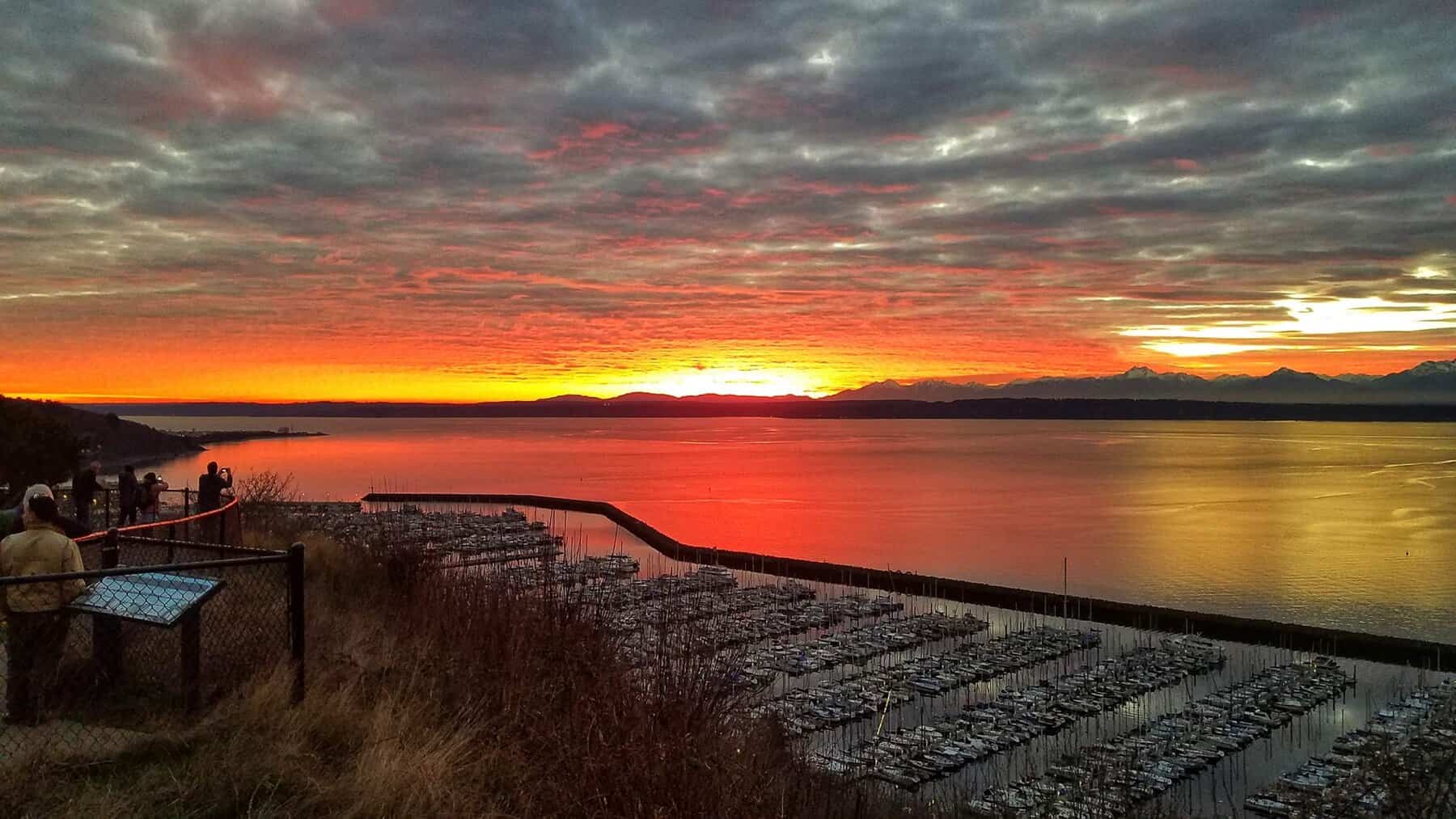 Fiery sunset over the Olympics - My Ballard