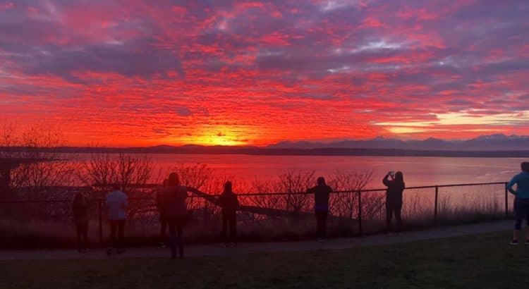 Fiery sunset over the Olympics - My Ballard